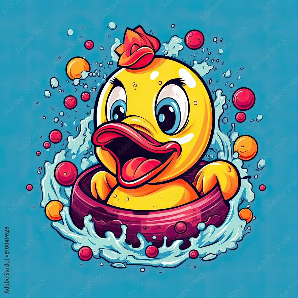 Rubber duck logo for Kids companies. A cute duck splashes in the water ...