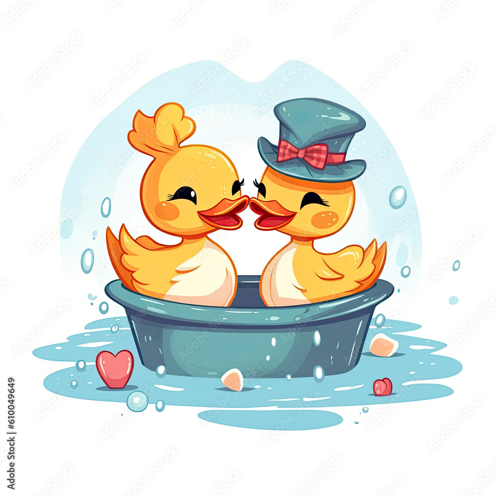 Rubber duck logo for Kids companies. Two cute duck splashes in the ...