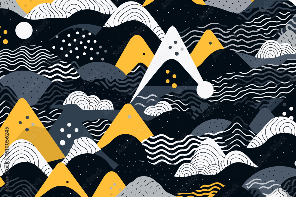 Doodle inspired Parallax scrolling pattern pattern, cartoon sticker ...