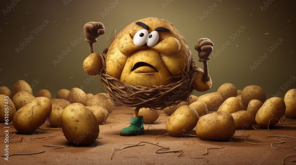 cute character potatoes created with Generative AI technology Stock ...