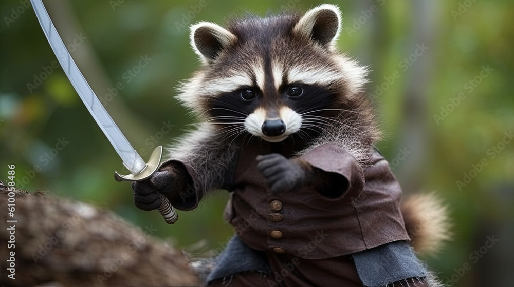 raccoon ninja created with Generative AI technology Stock Illustration ...