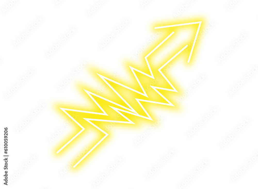Neon arrow shape png. Glowing yellow arrow on transparent background ...