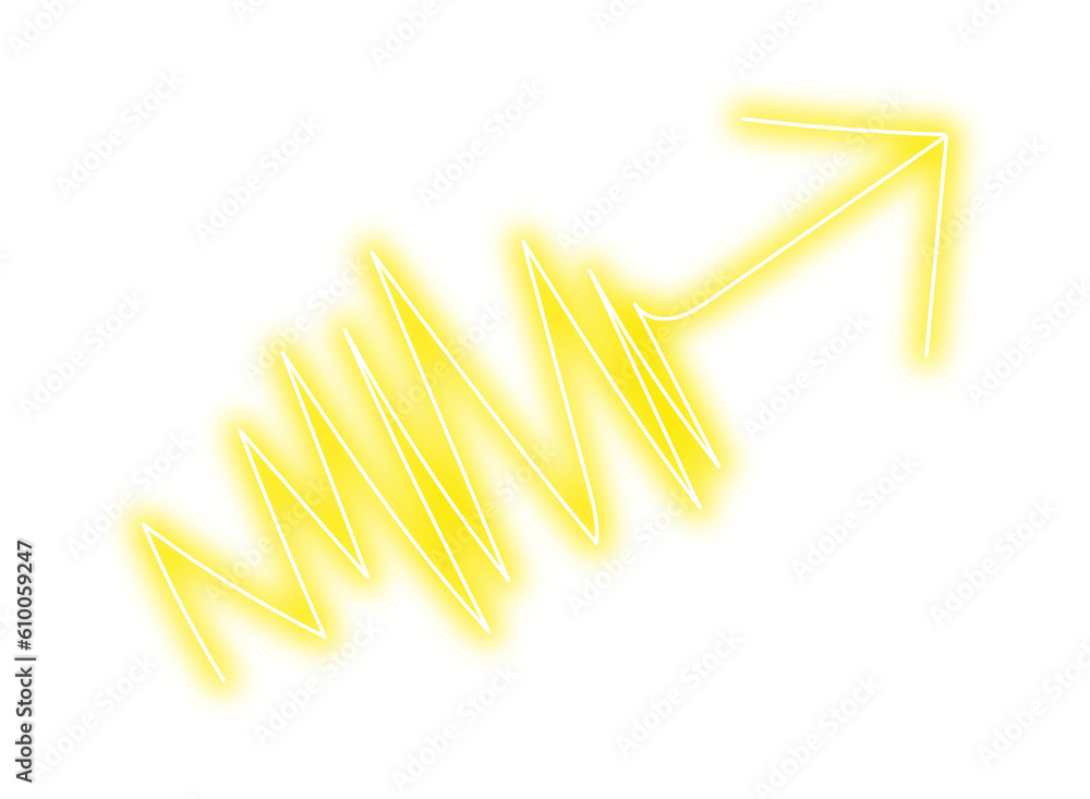 Neon arrow shape png. Glowing yellow arrow on transparent background ...