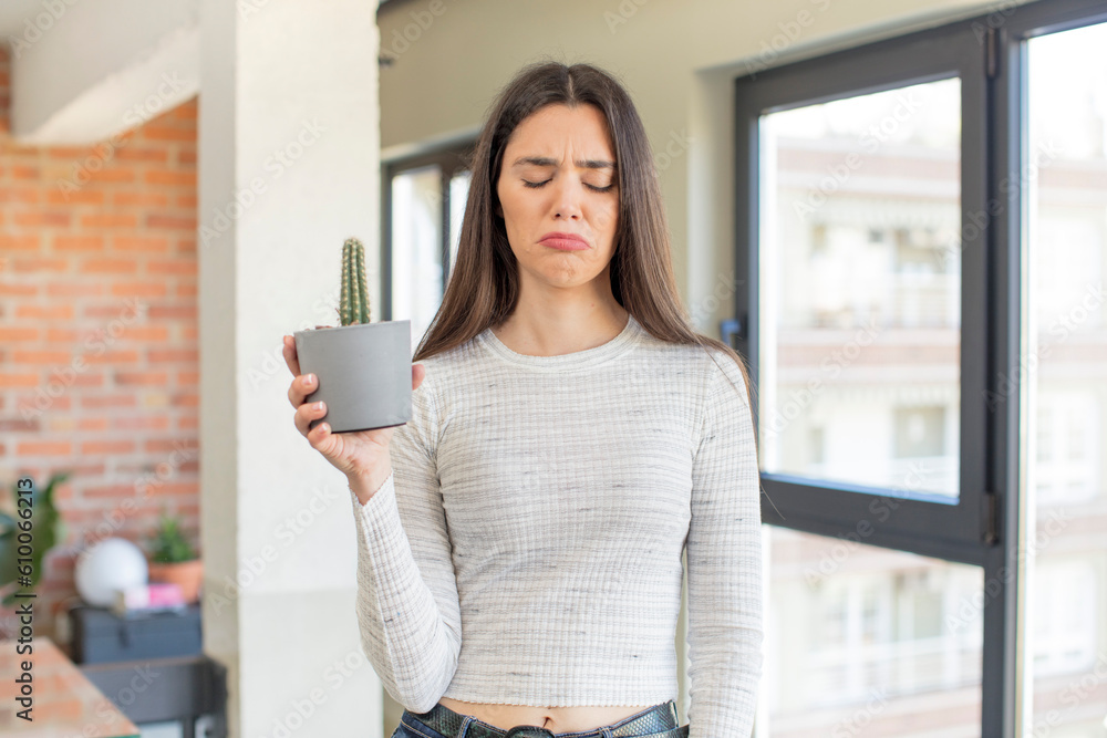 pretty young model feeling sad and whiney with an unhappy look and ...