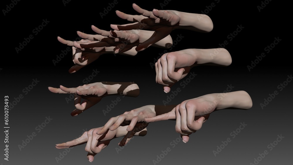 Female Arm and Hand Sculpt pose render of background. 3d rendering ...