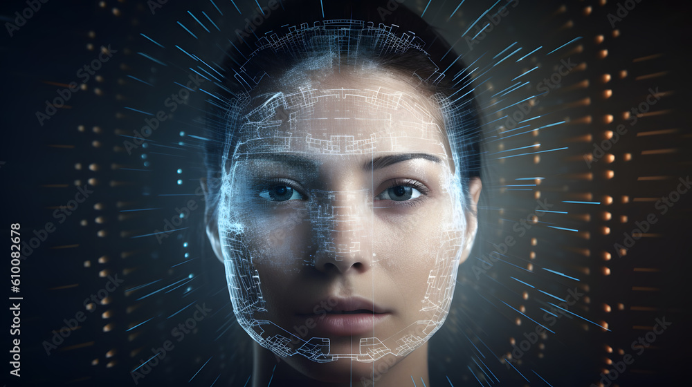 Future. Face Detection. Technological 3d Scanning. Biometric Facial ...