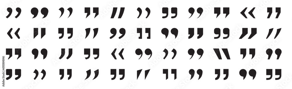 Set of quote mark. Set of quote mark black sign on transparent ...