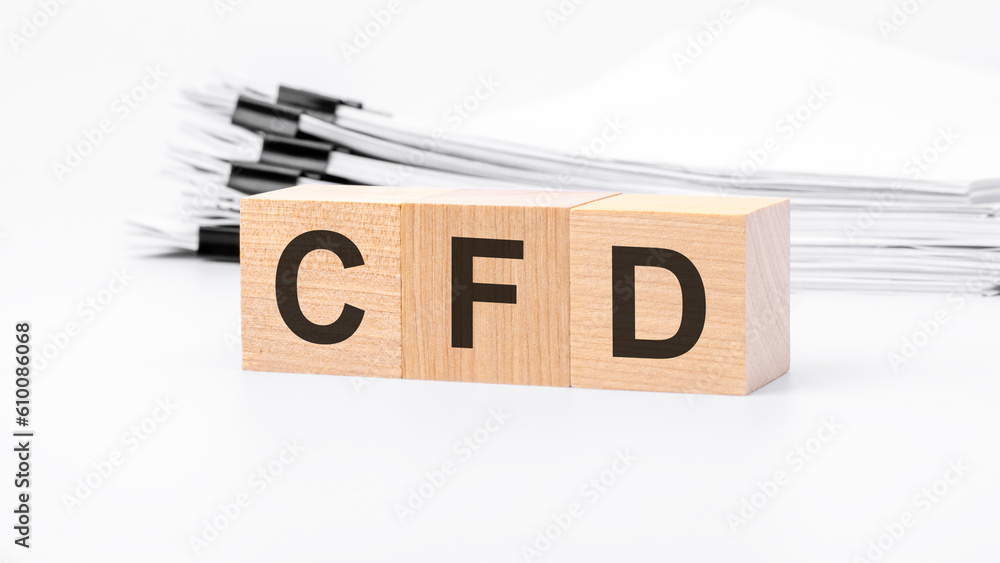 CFD wooden blocks word on white background. CFD - short for contracts ...