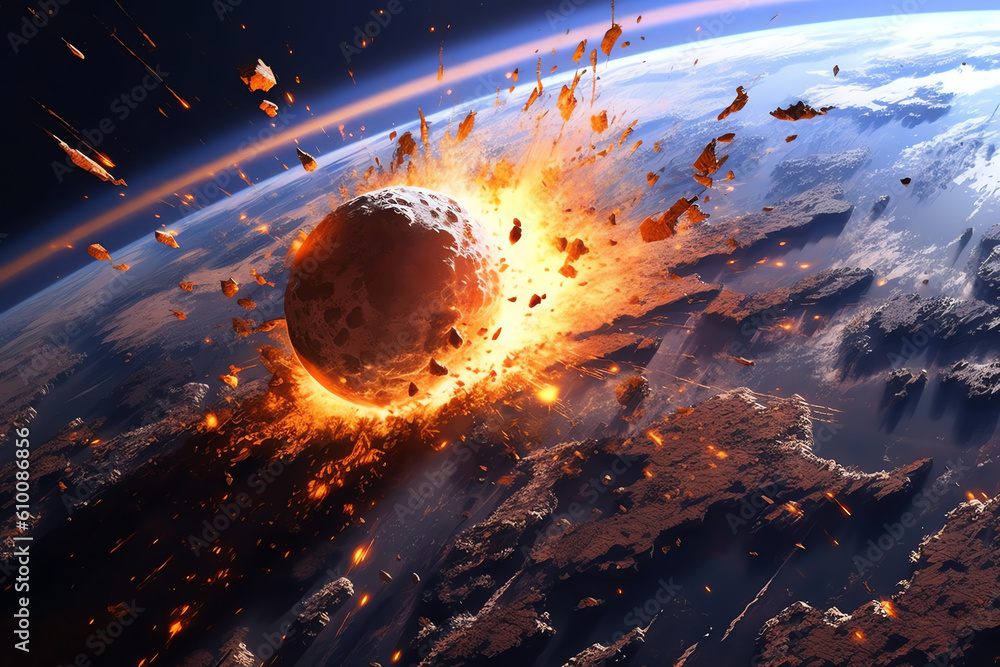 asteroid hitting the earth Stock Photo | Adobe Stock
