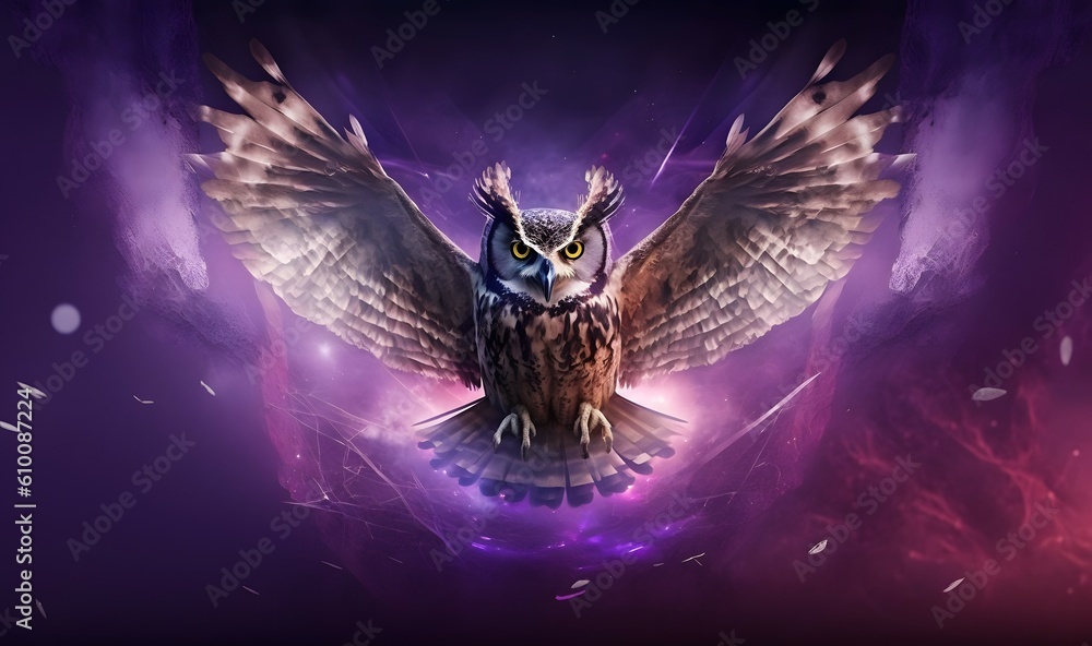 Powerful Epic Legendary Owl in Universe. Spiritual Animal Awakening ...