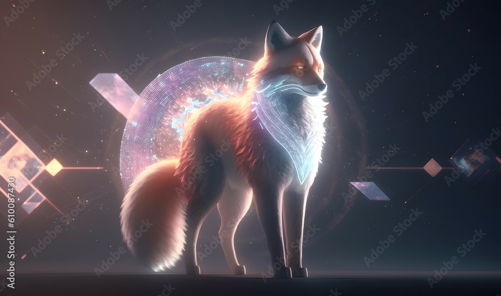 Powerful Epic Legendary Fox Kitsune in Universe. Spiritual Animal ...