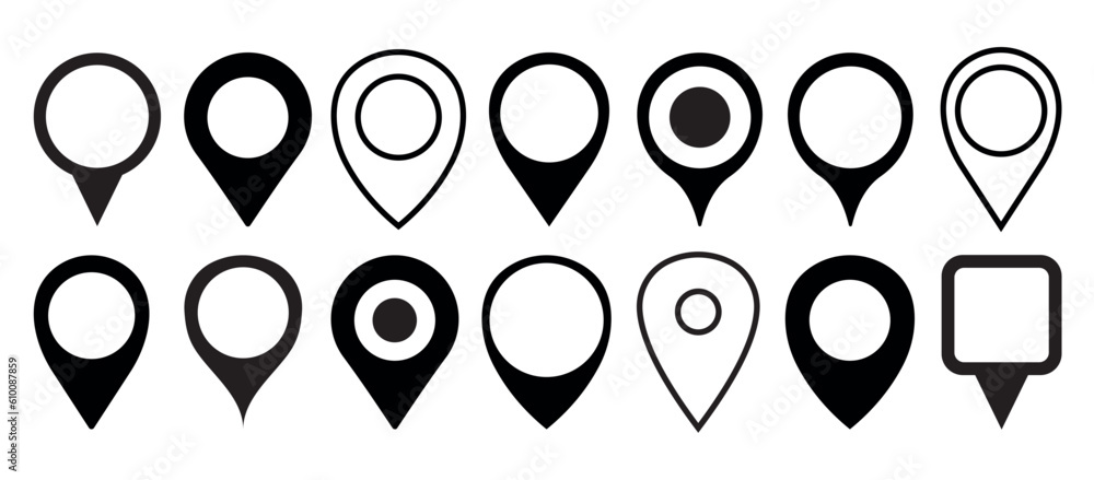 Location pin icon set. Map pin place marker.Location icon. Map marker ...