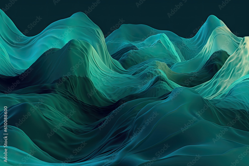 Abstract background with transparent overlays of waves in shades of ...