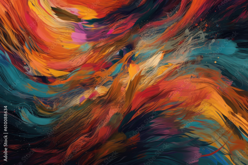 Abstract background with dynamic scribbled lines in vibrant colors ...