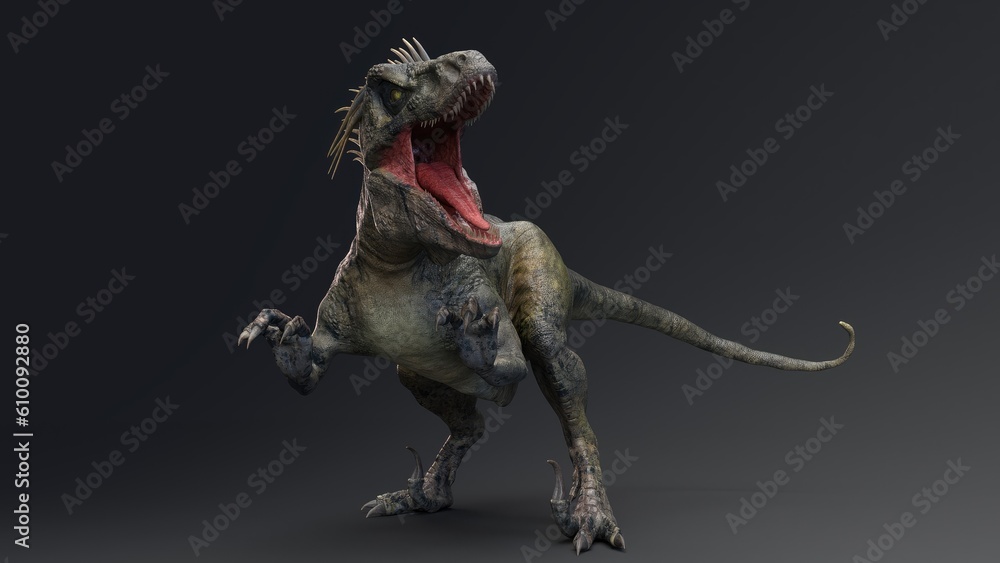Utahraptor pose render of background. 3d rendering Stock Illustration ...