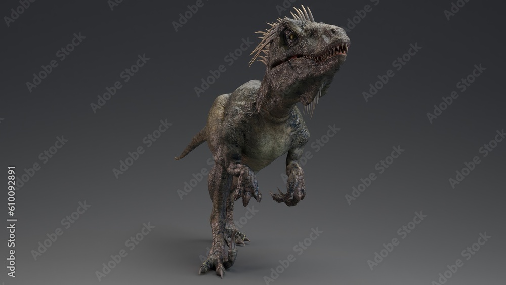 Utahraptor pose render of background. 3d rendering Stock Illustration ...