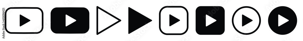 Set of play buttons icons. Play buttons vector icons isolated on ...