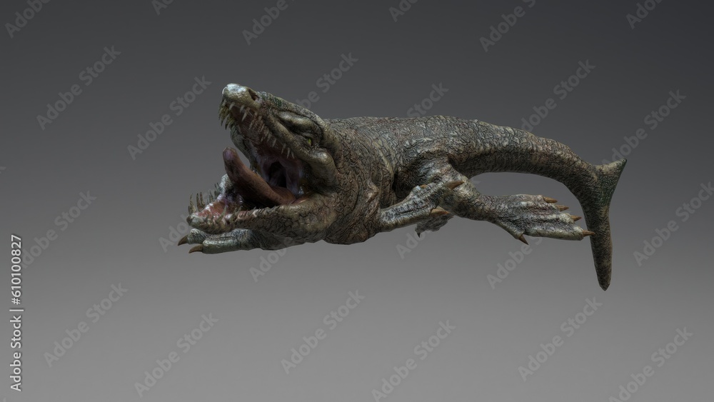 Dakosaurus pose render of background. 3d rendering Stock Illustration ...