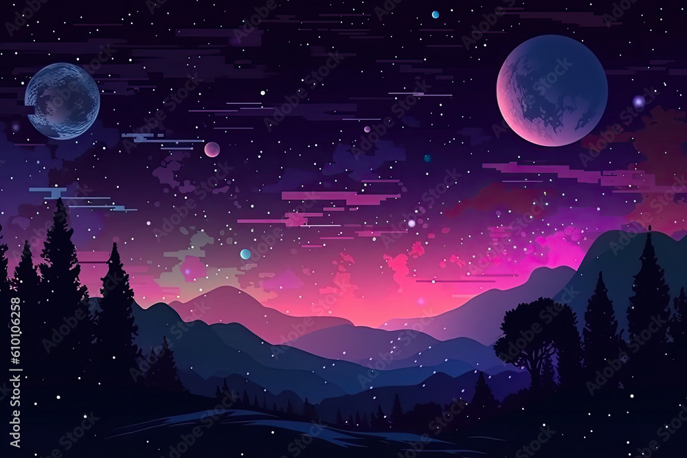 Pixel Art Galaxy with Cosmic Colors and Glowing Stars, generative ai ...