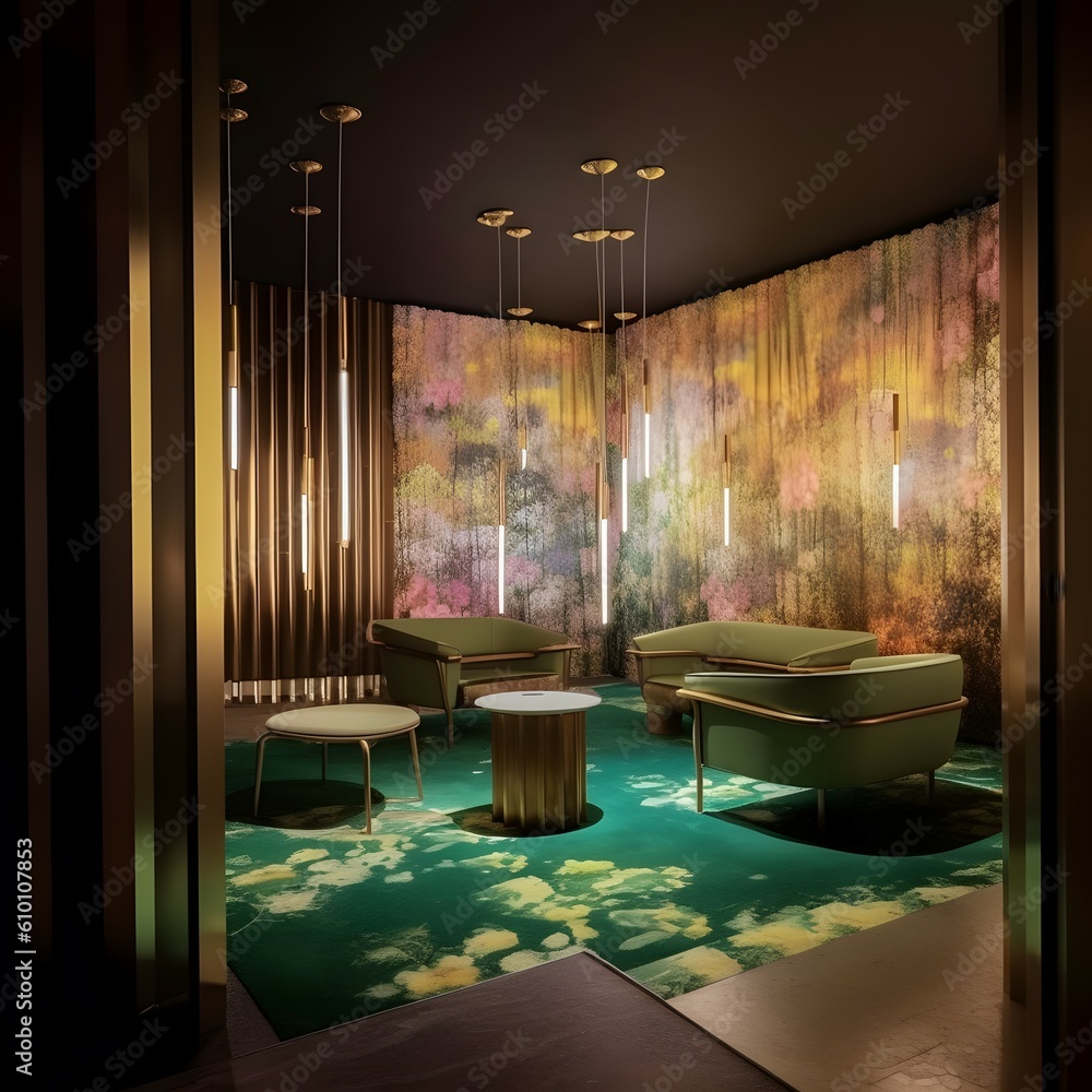 , waiting room,teamlab borderlezs with reflections, by junji ito, night ...