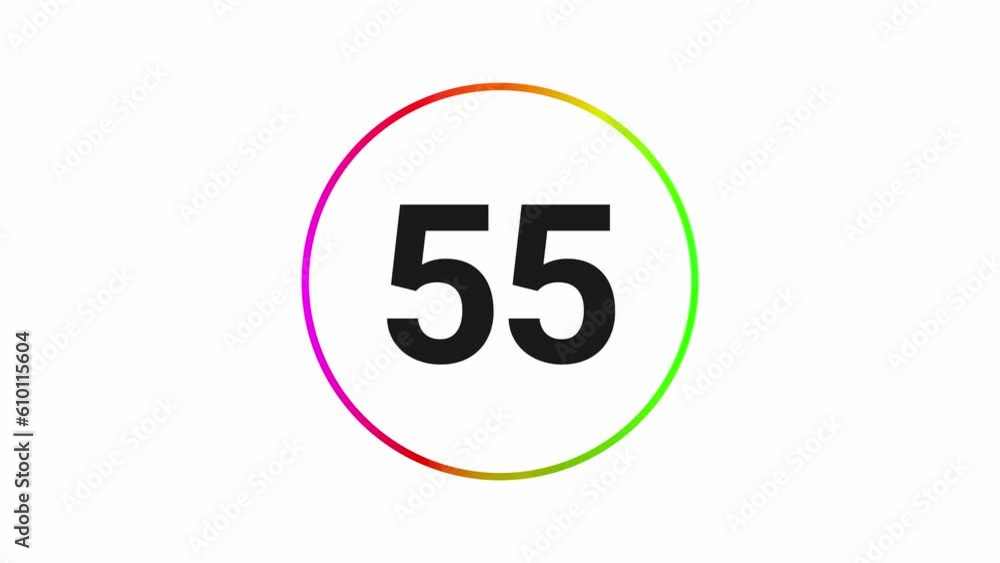 Stylish 60 Seconds 1 Minute Vivid Gradient And Black Countdown Timer