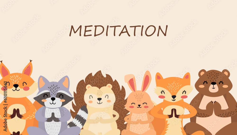 Vector poster with cute forest animals. Banner on the theme of ...