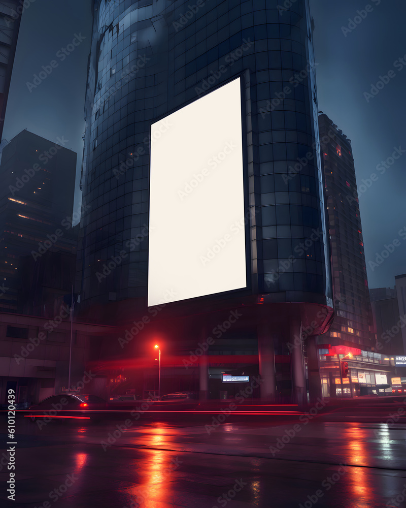Blank space billboard in a modern city night - Template design theme ...