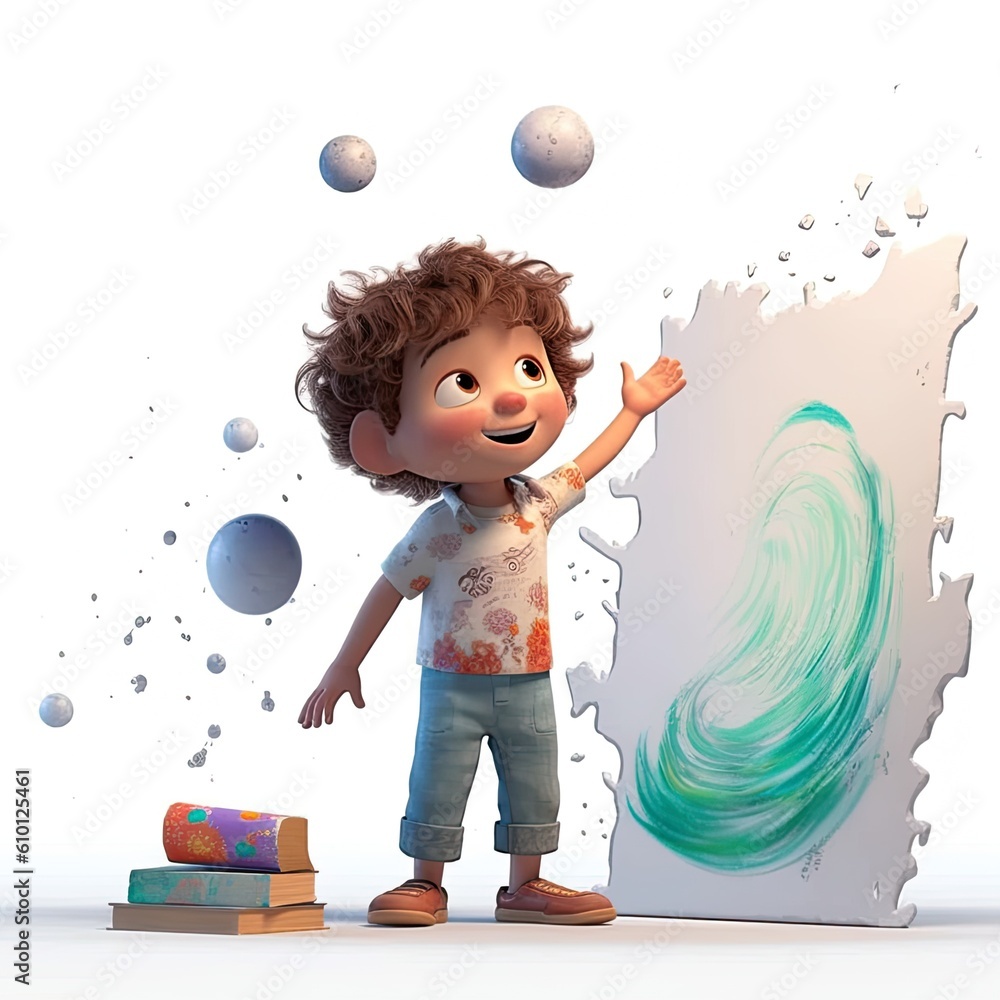 Beautiful boy cartoon style, the magic of art and color - generative AI ...