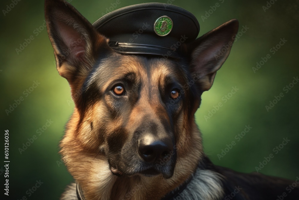 Anthropomorphic dog breed German Shepherd with a headdress. Concept of ...
