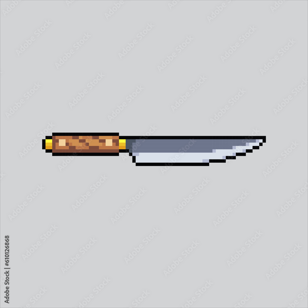 Pixel art illustration knife. Pixelated knife tools. Knife weapon and ...