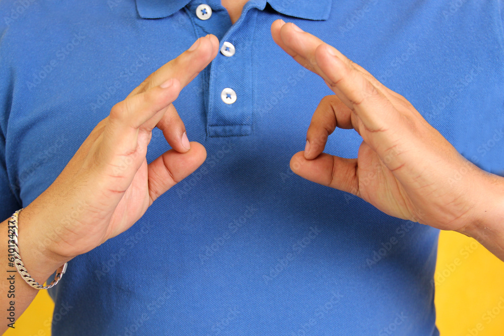 Hands of a Latino man makes sign language, expression and gesture ...