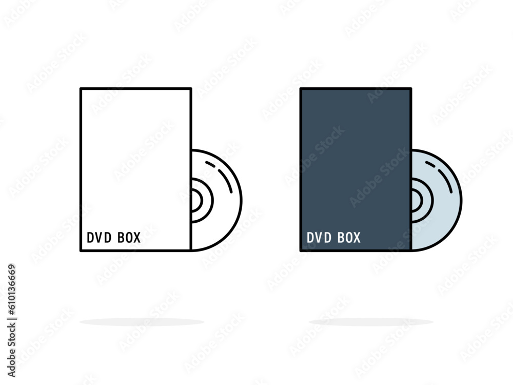 Vetor de Software box icon, DVD CD box icon, disc with box, media ...