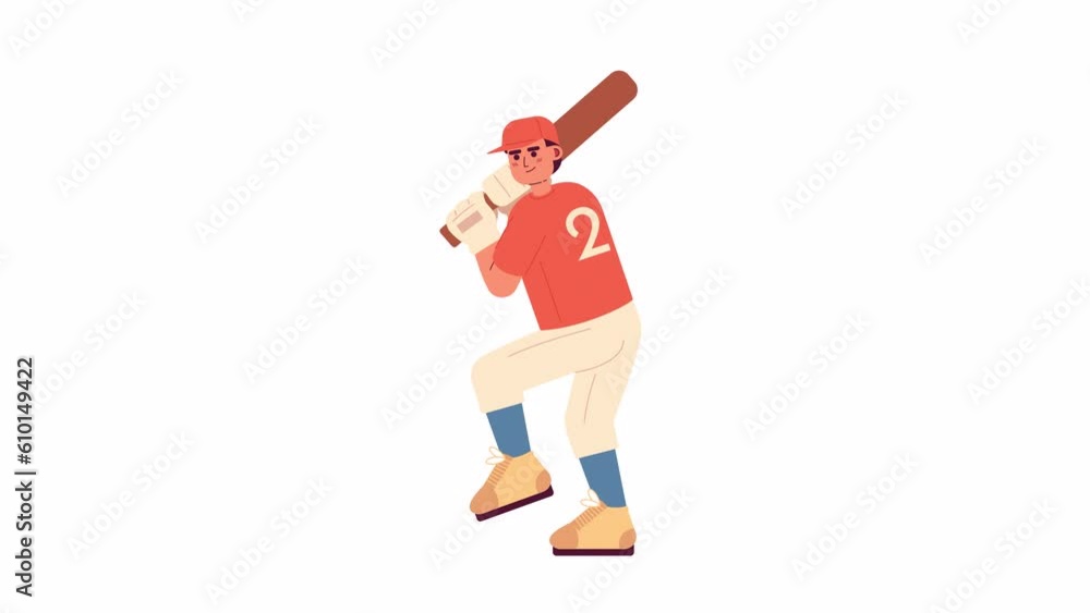 Animated baseball player bat. Young caucasian male batter in batting ...