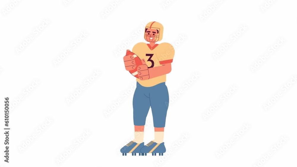 Animated rugby player. American football quarterback with helmet ...