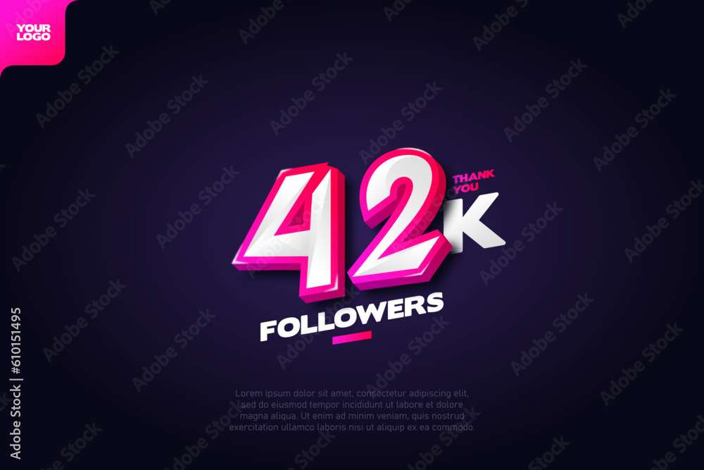 Thank you 42K Followers with Dynamic 3D Numbers on Dark Blue Background ...