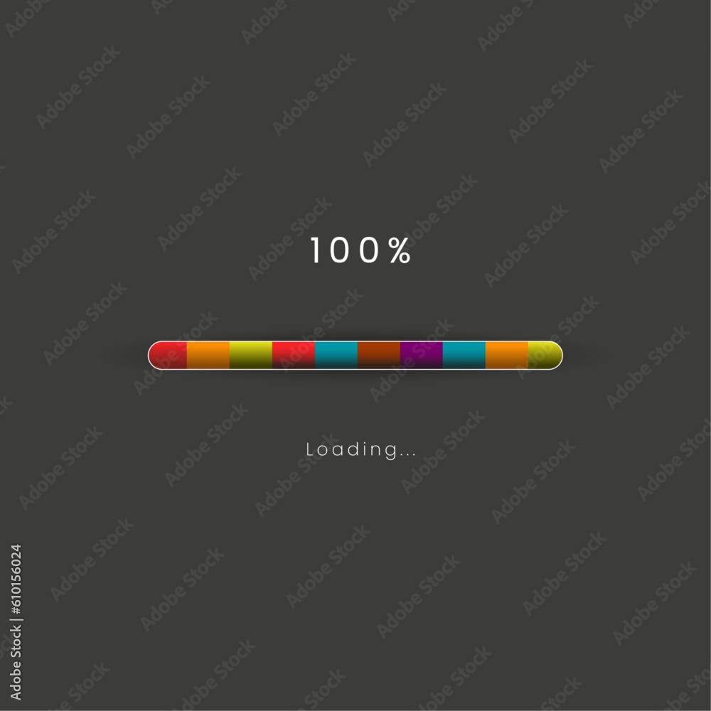 Vecteur Stock Rainbow loading bar in progress symbol, icon, banner ...