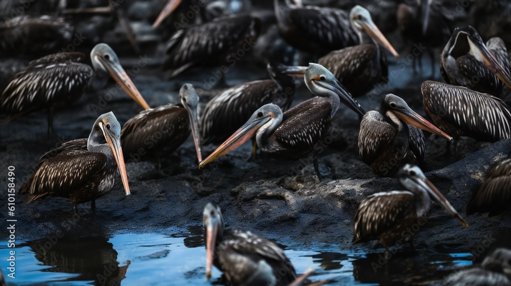 AI Generative. A low angle shot of a multitude of bird remains ...