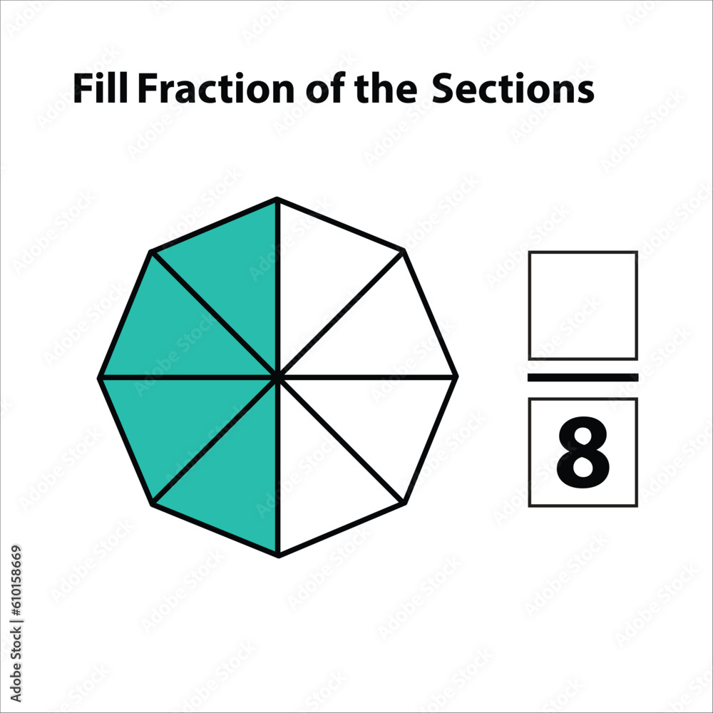 Fraction of the divided into slices. Fractions for Vector flat outline ...