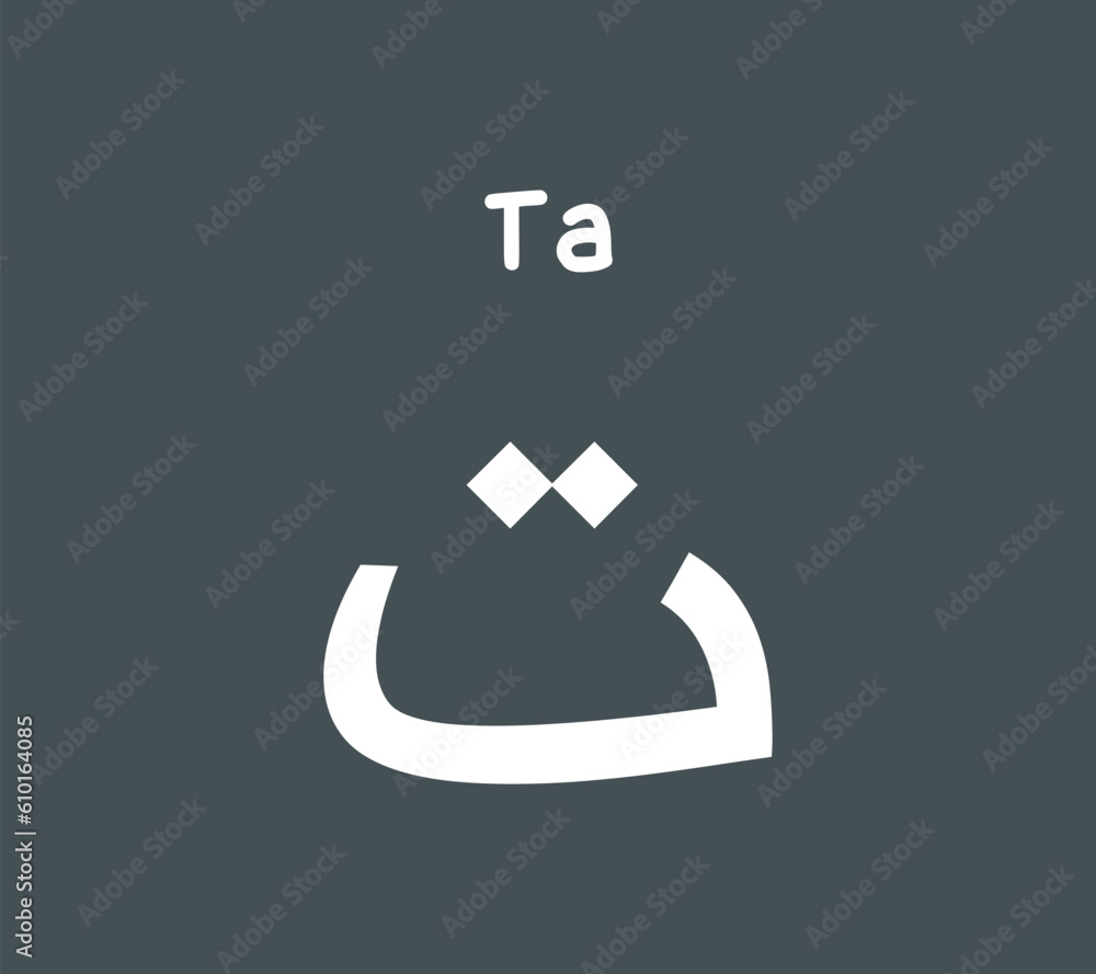 Ta - Flashcards of basic Arabic letters or hijaiyah letters alphabet ...