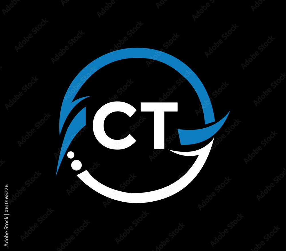 CT letter logo design with a circle shape. CT circle and cube shape ...