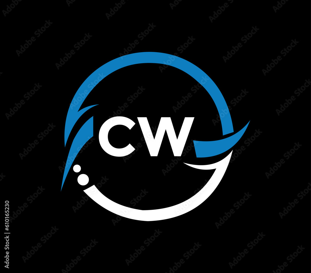 CW letter logo design with a circle shape. CW circle and cube shape ...