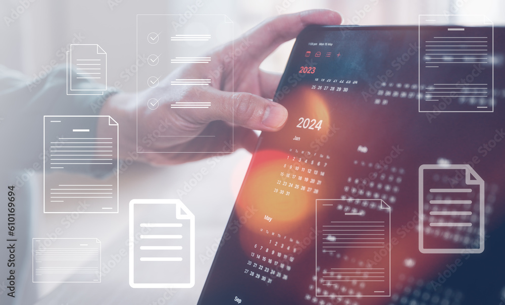 Concept of time management financial planning and reminder for 2024 ...