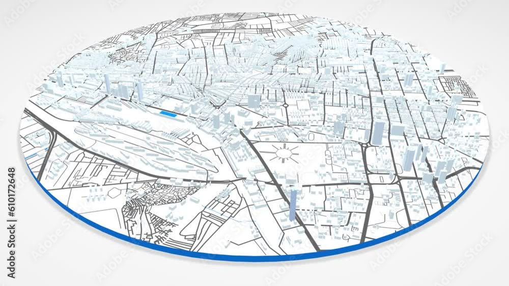 3d model Karachi map background loop. Spinning around Pakistan city air ...