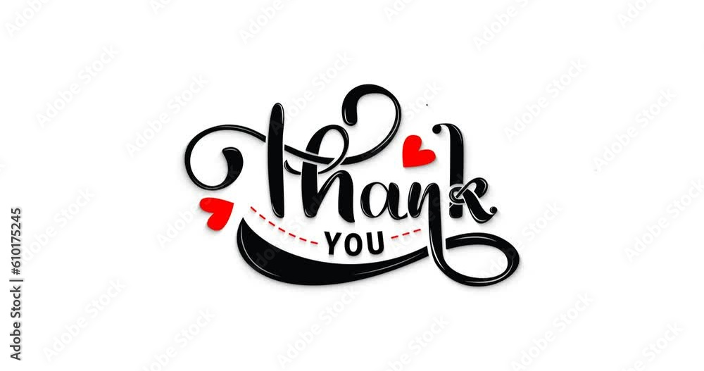 Thank you Animation handwritten text typography on the white background ...