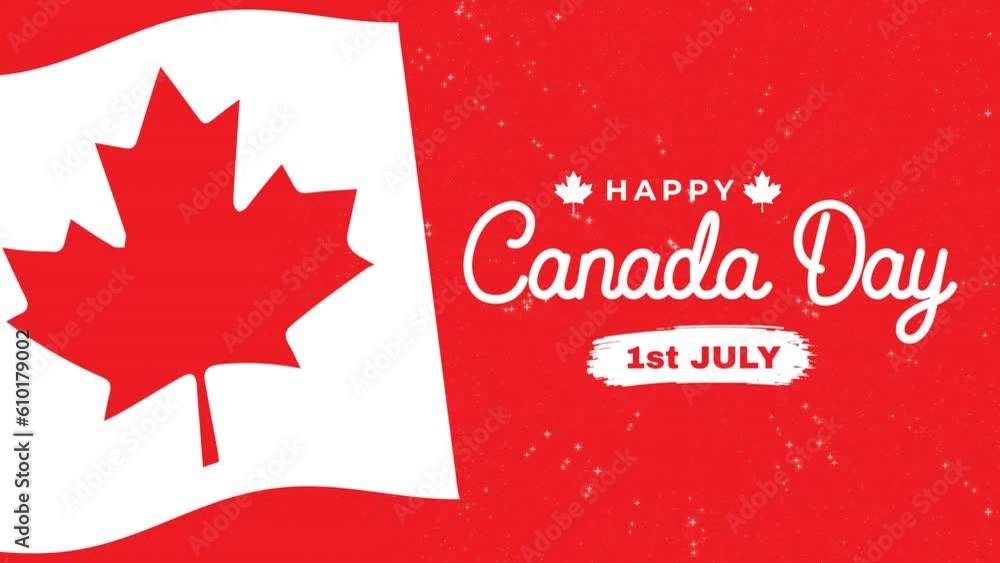 Happy Canada Day Animation with Fireworks. Happy Canada Day text ...