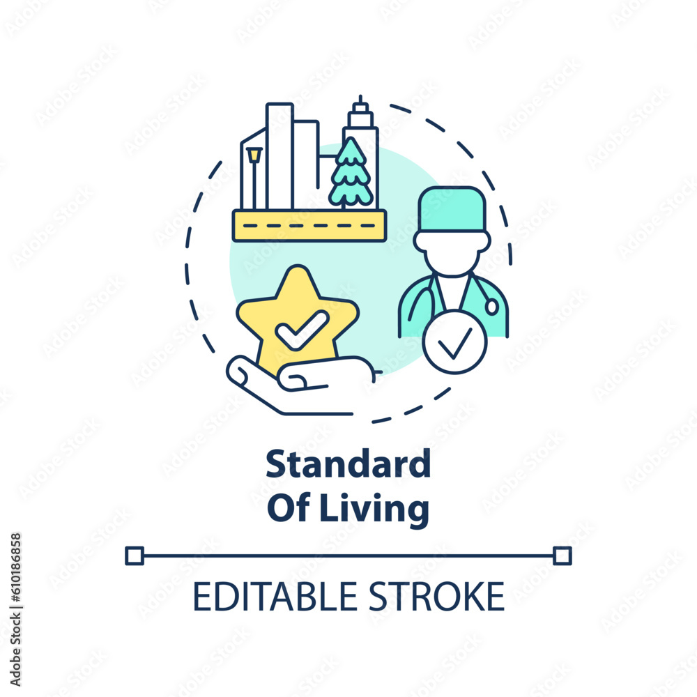 Standard of living concept icon. Well being. Human development index ...