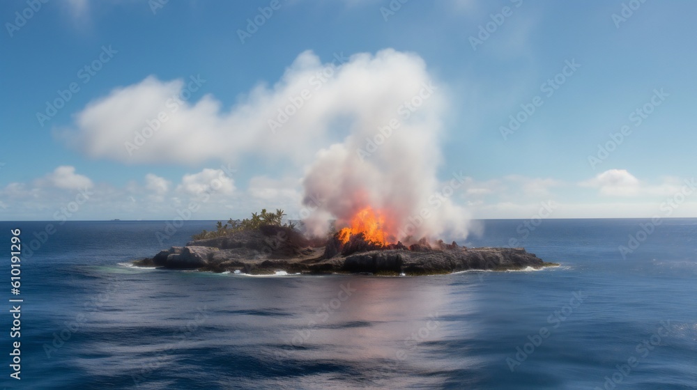 Ilustrace „A time-lapse view of a nascent island rising from the sea as ...