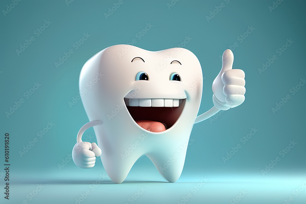realistic happy white tooth , Tooth cartoon characters with thumbs up ...