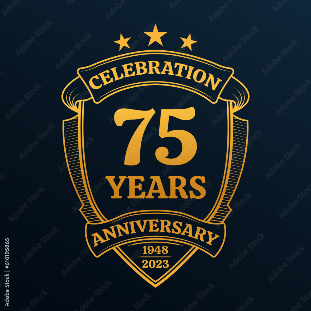 75 years anniversary icon or logo. 75th yubilee celebration, business ...