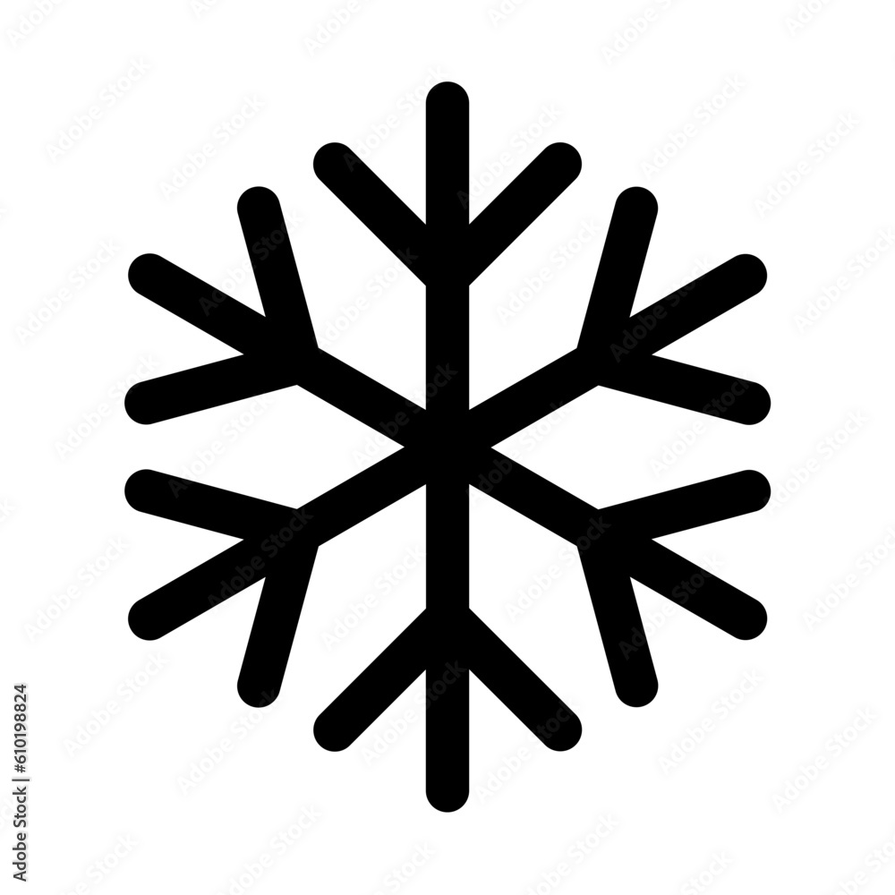 Black single snowflake line icon, simple freeze temperature flat design ...